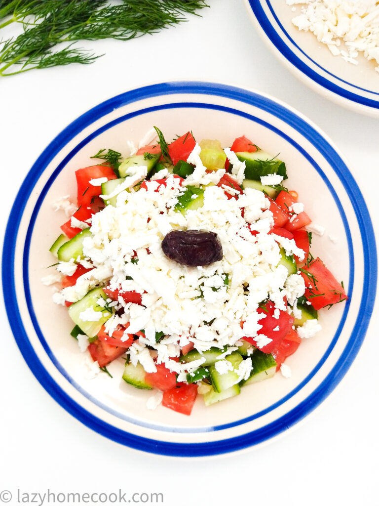 Bulgarian salad (shopska salata) - Lazyhomecook